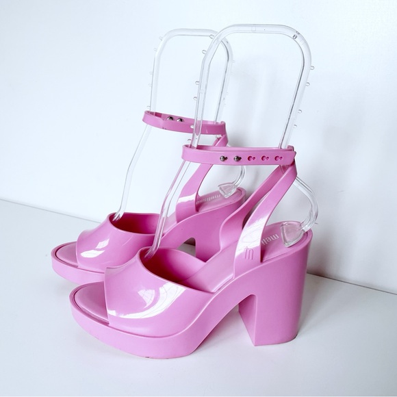 Melissa | Shoes | Melissa Rita Pink Platform Ankle Strap Peep Toe Heel ...